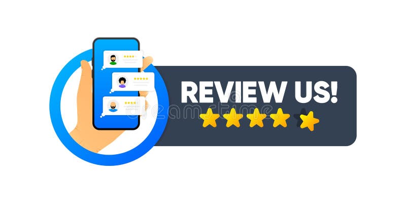 Review Us. Feedback Concept. Review and Rate Us Stars. User Evaluates ...