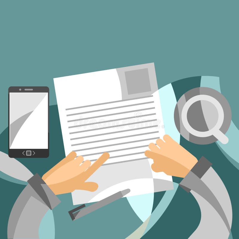 Reviewing Business Papers Concept in Flat Style Stock Illustration ...