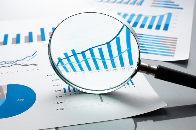 Reviewing Financial Reports. Graphs and Charts. Stock Image - Image of ...