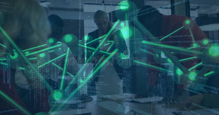 Reviewing Team of Four Professionals Analyzing Paper Documents at ...