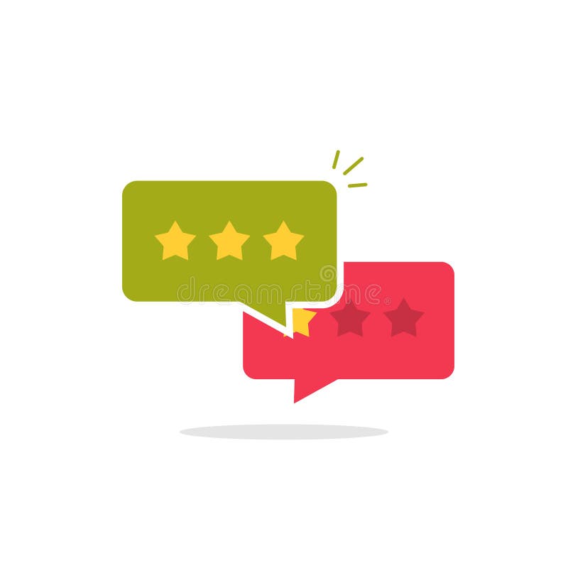 Reviews Icon Vector, Flat Style Review Stars in Chat Bubbles ...