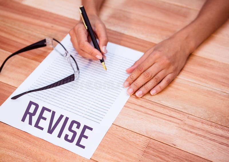 Revise Text Written on Page with Wooden Table Stock Photo - Image of ...