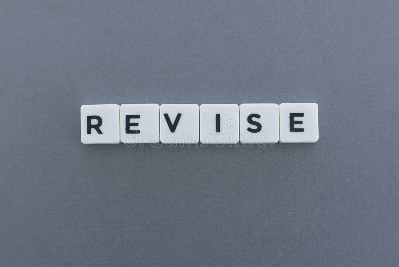 Revise Word Made of Square Letter Word on Grey Background Stock Photo ...