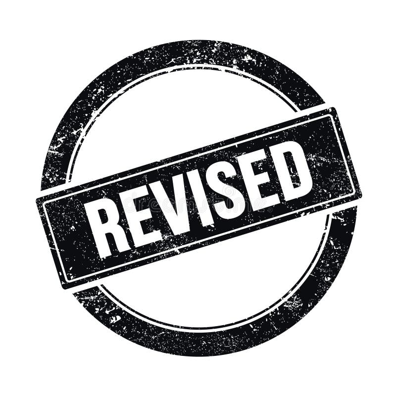 REVISED Text on Black Grungy Round Stamp Stock Illustration ...