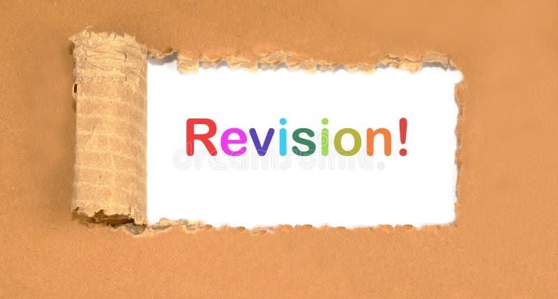 Revision Word Written on Torn Cardboard on a White Background Stock ...