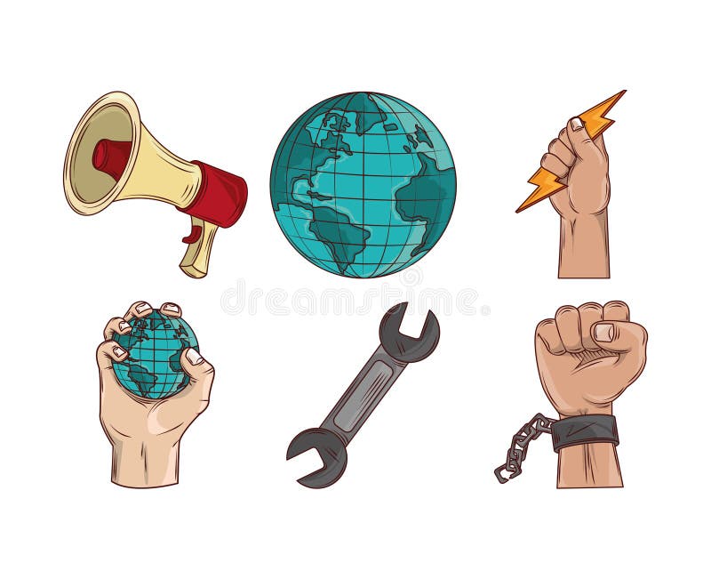 Revolution icon set stock vector. Illustration of power - 216090533