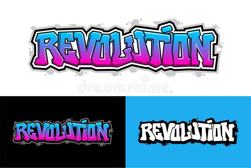 Revolution Lettering in Graffiti Style Vector Illustration Stock Vector ...