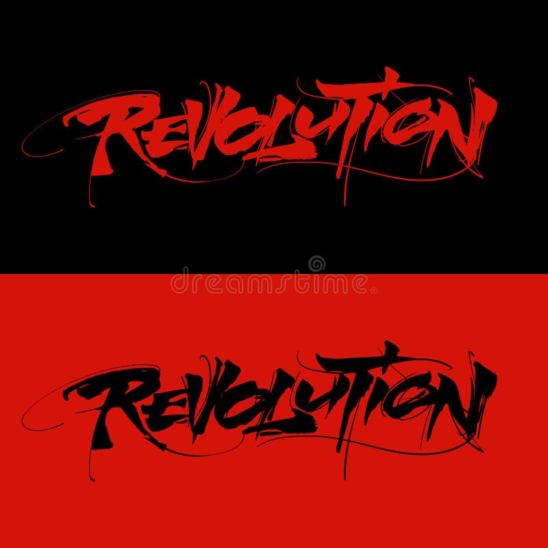 Revolution Lettering Text. Modern Calligraphy Style Vector Illustration ...