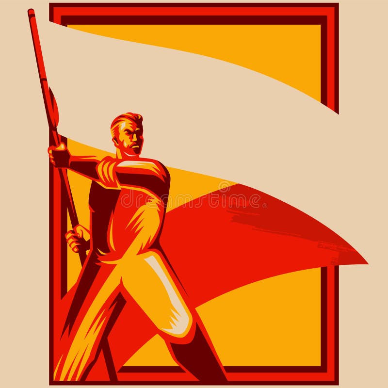 Revolution Poster Man Holding Blank Flag Vector Illustration Stock ... Revolution Poster Man Holding Blank Flag Vector Illustration Stock ...