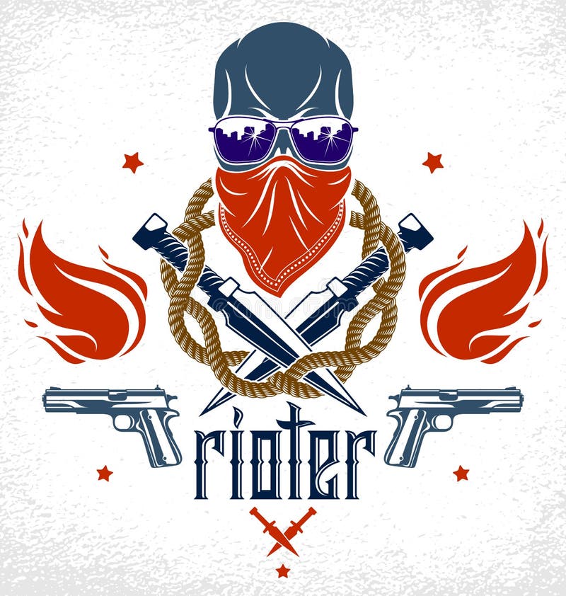 Revolution and Riot Aggressive Emblem or Logo with Aggressive Skull ...