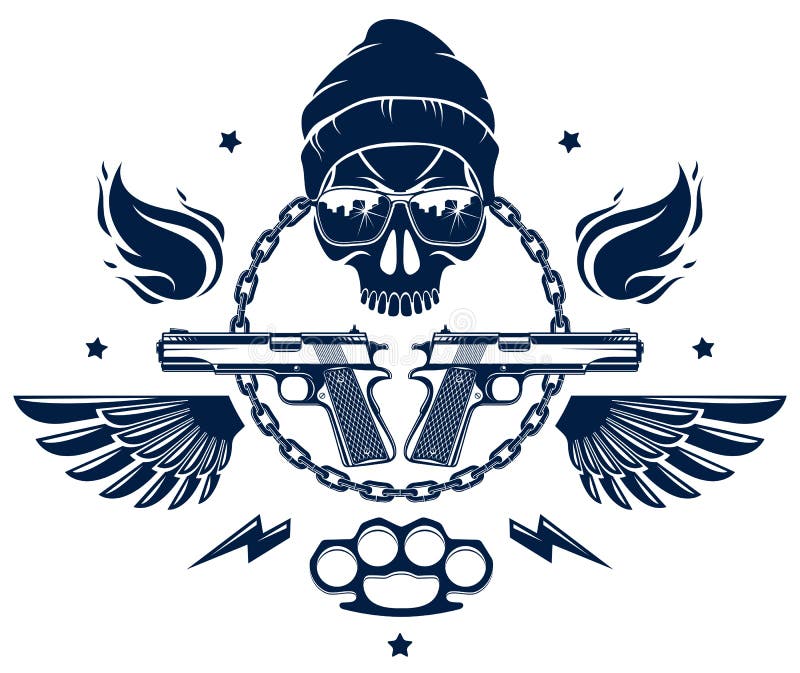 Revolution and War Vector Emblem with Bullets and Guns, Logo or Tattoo ...