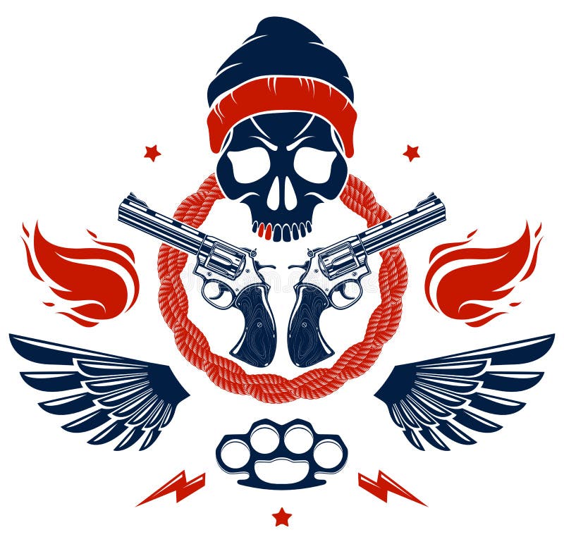 Revolution and Riot Wicked Emblem or Logo with Aggressive Skull ...