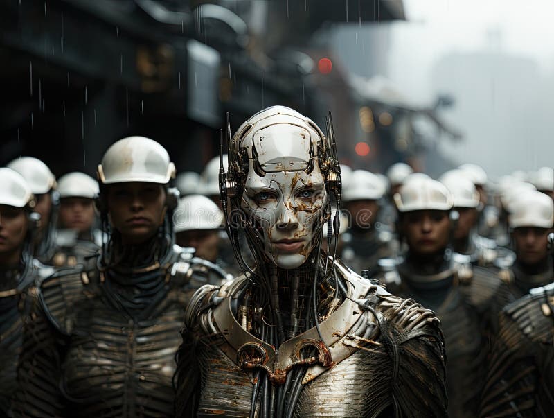 Revolution of the Robots at War. Stock Illustration - Illustration of ...