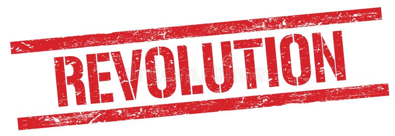 REVOLUTION Text on Red Grungy Rectangle Stamp Stock Illustration ...