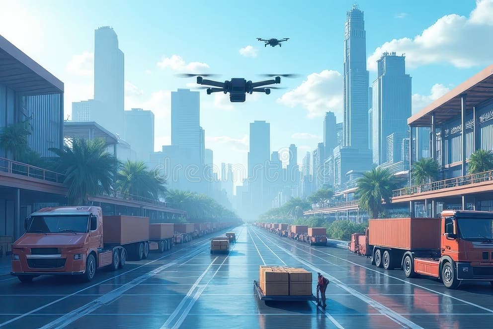 Revolutionary Autonomous Logistics and Supply Chains Stock Illustration ...