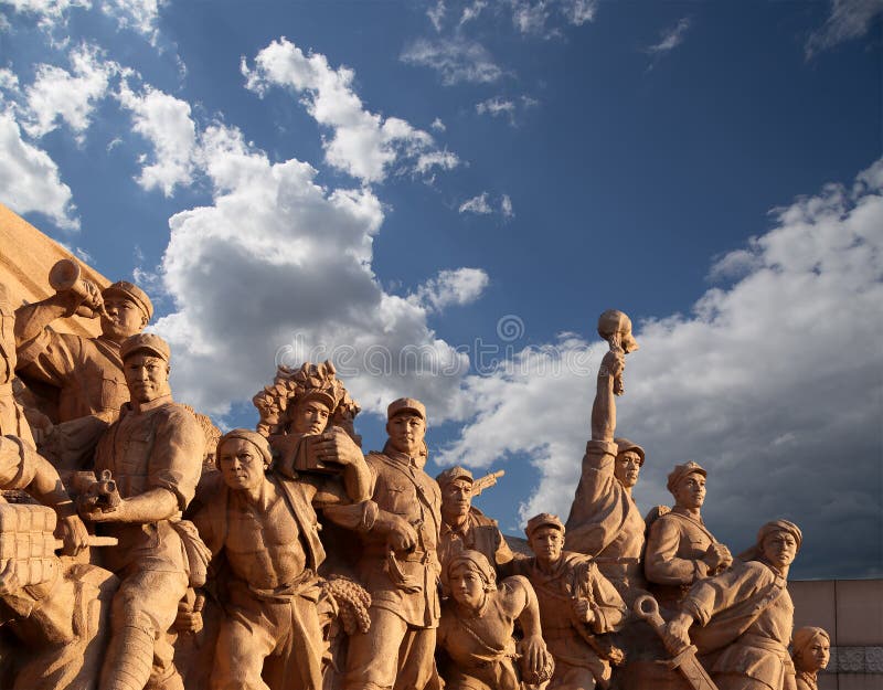 Revolutionary Statues at Tiananmen Square in Beijing, China Stock Photo ...