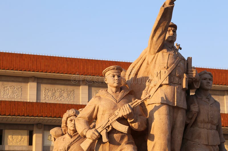 Revolutionary Statues at Tiananmen Square in Beijing, China Stock Photo ...