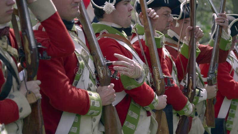 Revolutionary War British Troops Shoulder Muskets Stock Footage - Video ...