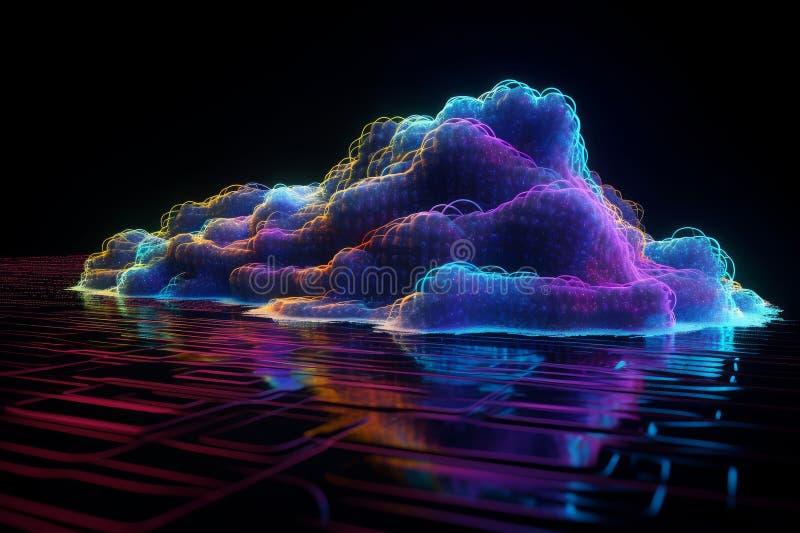 Revolutionizing Data Usage: Neon Cloud Computing in 3D Stock ...