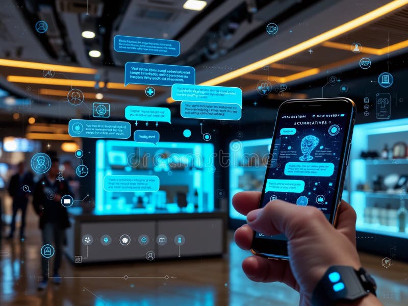 Cuttingedge Conversational Commerce Interface Stock Illustrations – 1 ...