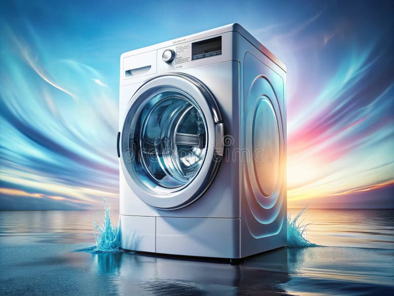 Revolutionizing Laundry a Double Exposure Masterpiece of Modern Washing ...