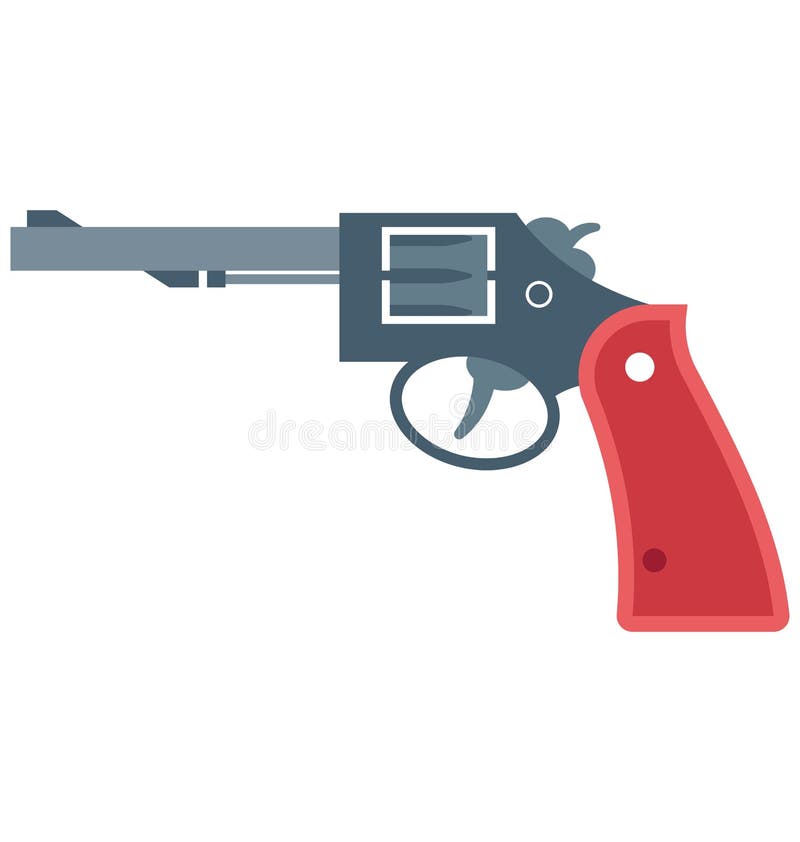 Revolver Color Isolated Vector Icon that Easily Can Be Modified and ...