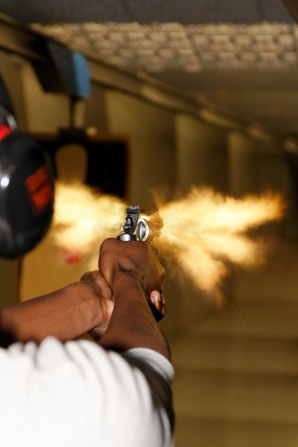 Revolver Gun Fired with Muzzle Flash Stock Image - Image of self ...