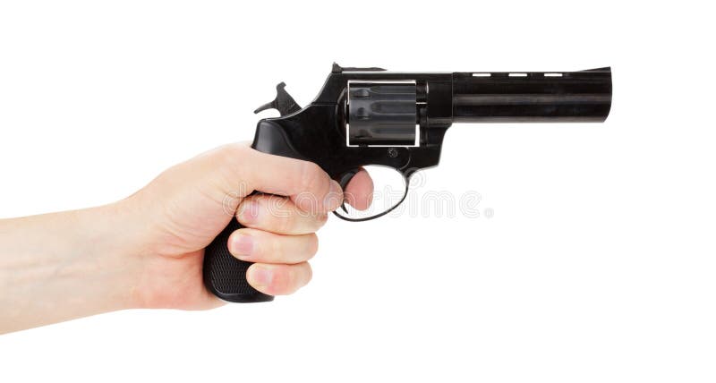 Revolver Gun In Hand On The White Background Stock Image - Image of ...