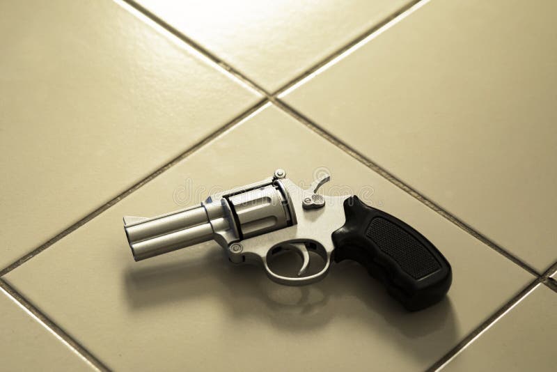 Revolver Gun Laying on Room Floor Stock Image - Image of control ...