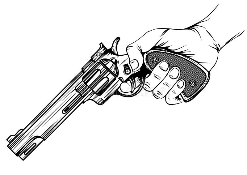 Revolver in hand stock vector. Illustration of handgun - 69247892