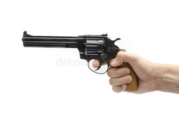 Revolver in Hand Isolated on White Stock Image - Image of handle, hand ...