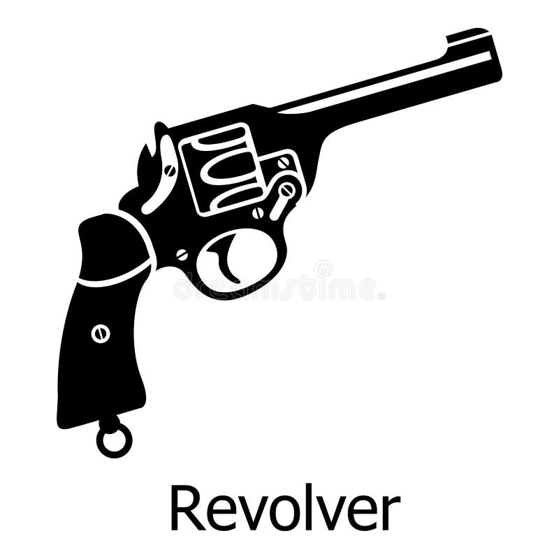 Revolver Icon, Simple Black Style Stock Vector - Illustration of ...