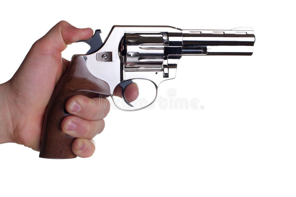 Revolver isolated on white stock photo. Image of trigger - 22597256