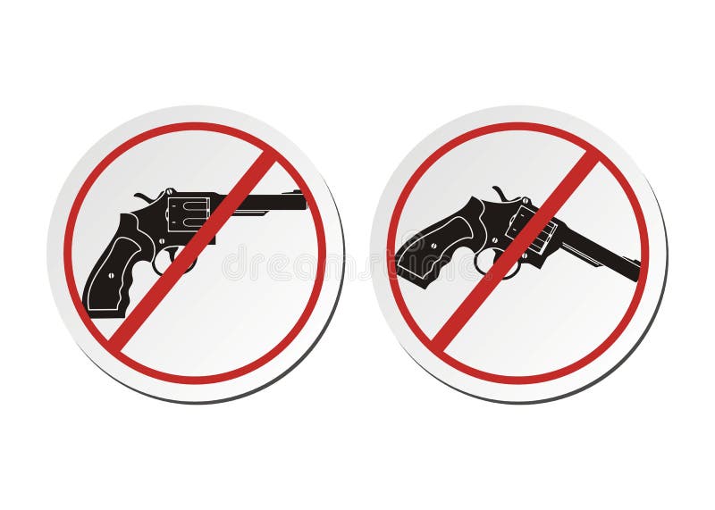 Revolver - No Gun Sticker Sets Stock Illustration - Illustration of ...