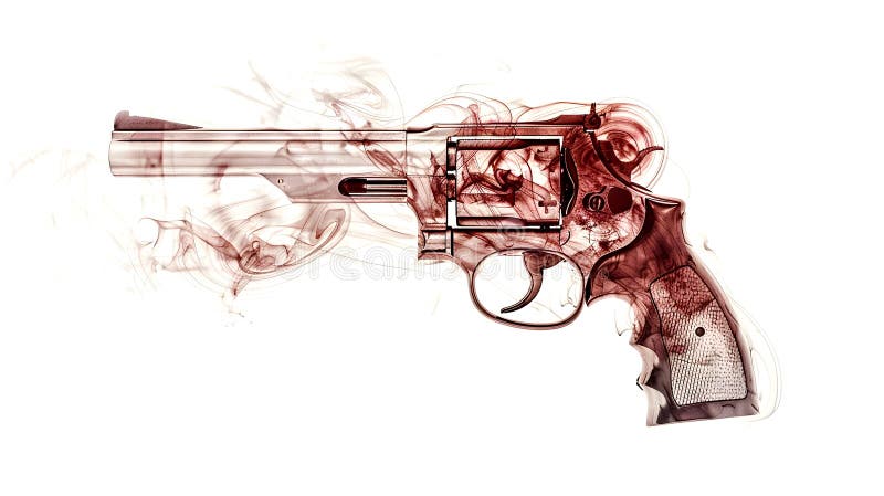 Revolver in Smoke on White Background Stock Image - Image of magnum ...