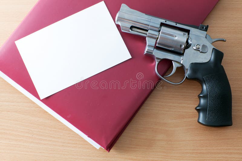 Revolver on the table stock image. Image of social, black - 97420895