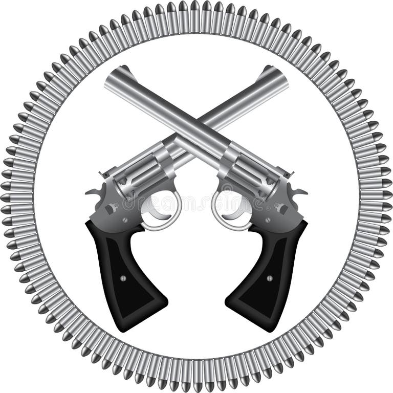 Revolvers and bullets stock illustration. Illustration of cross - 30810040
