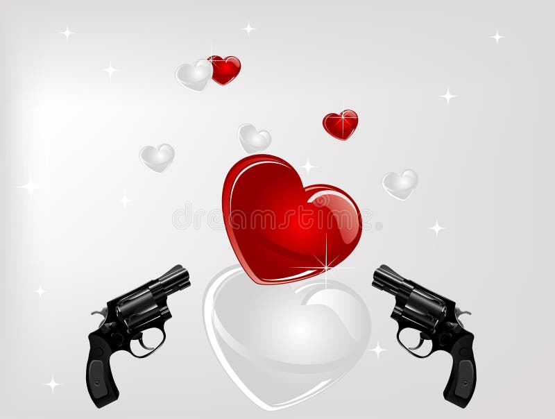 Revolvers and hearts stock vector. Illustration of symbol - 94638221