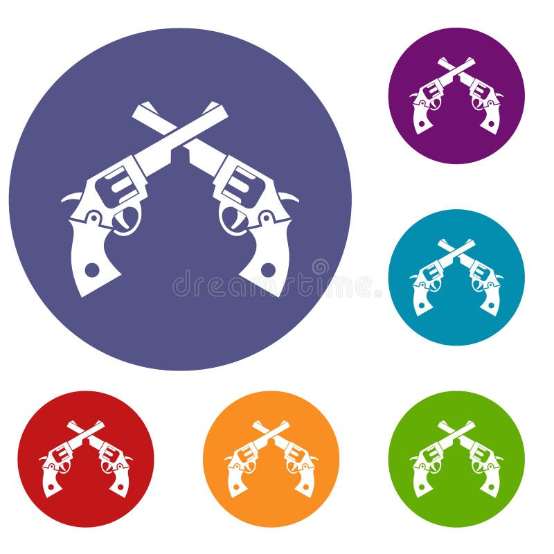Revolvers icons 9 set stock vector. Illustration of revolvers - 96084966