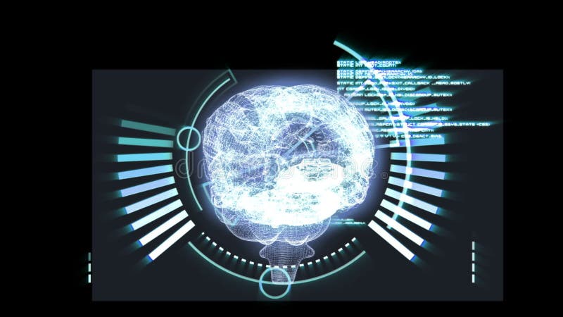 Revolving Brain Graphic with Interface Animation Stock Video - Video of ...