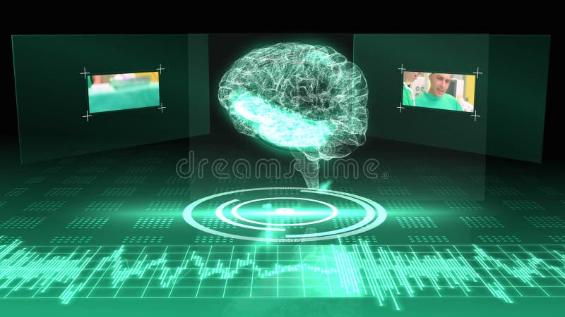 Revolving Brain Graphic with Interface with Surgery Clips Stock Video ...