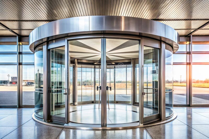 "Revolving Transparent Automatic Door in Airport Stock Illustration ...