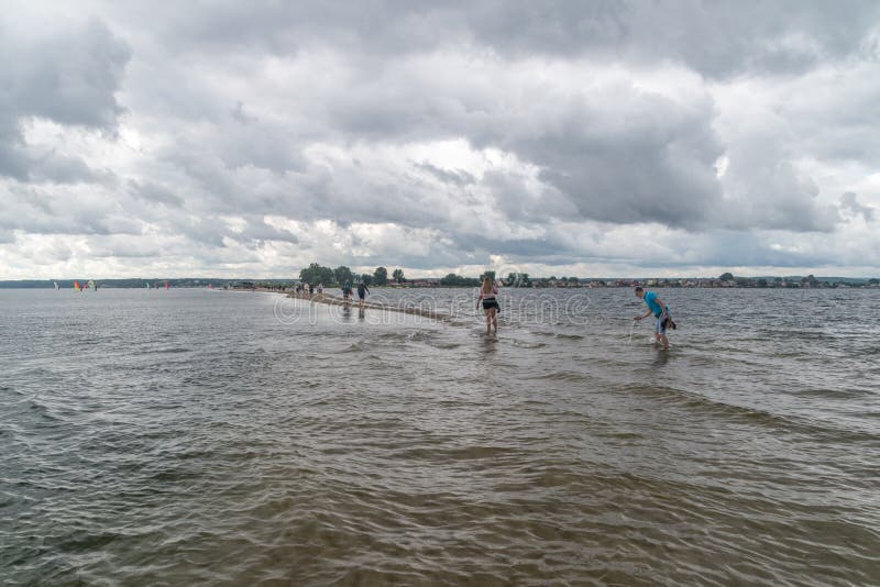 View on Sandy Rewa Peninsula with People at Cloudy Day Editorial ...
