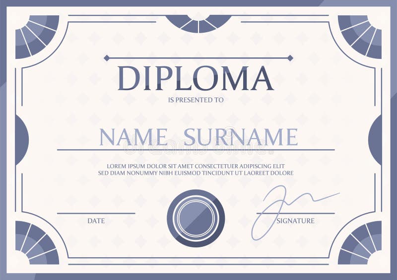 Reward Diploma Design Template Frame Stock Vector - Illustration of ...