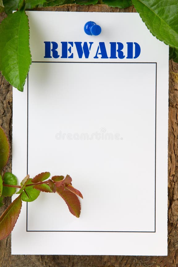 Reward Notice stock photo. Image of text, wood, bark - 25749596