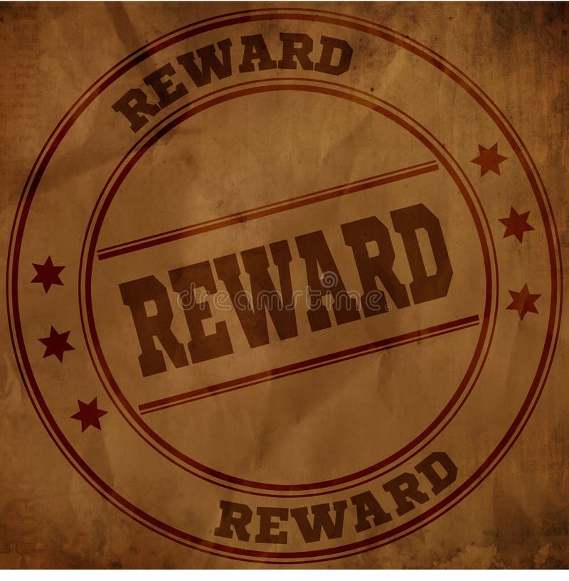 REWARD Stamp on Old Brown Crumpled Paper. Stock Illustration ...