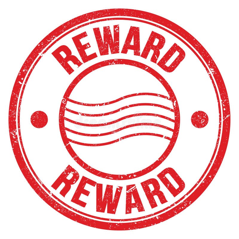 REWARD Text Written on Red Round Postal Stamp Sign Stock Illustration ...