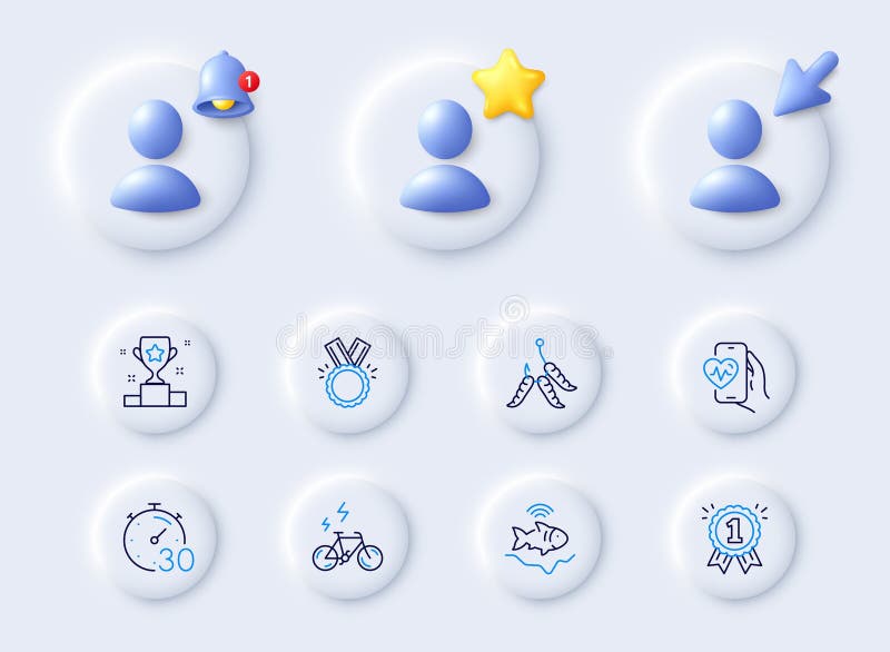 Reward, Timer and Fishfinder Line Icons. for Web App, Printing. Vector ...