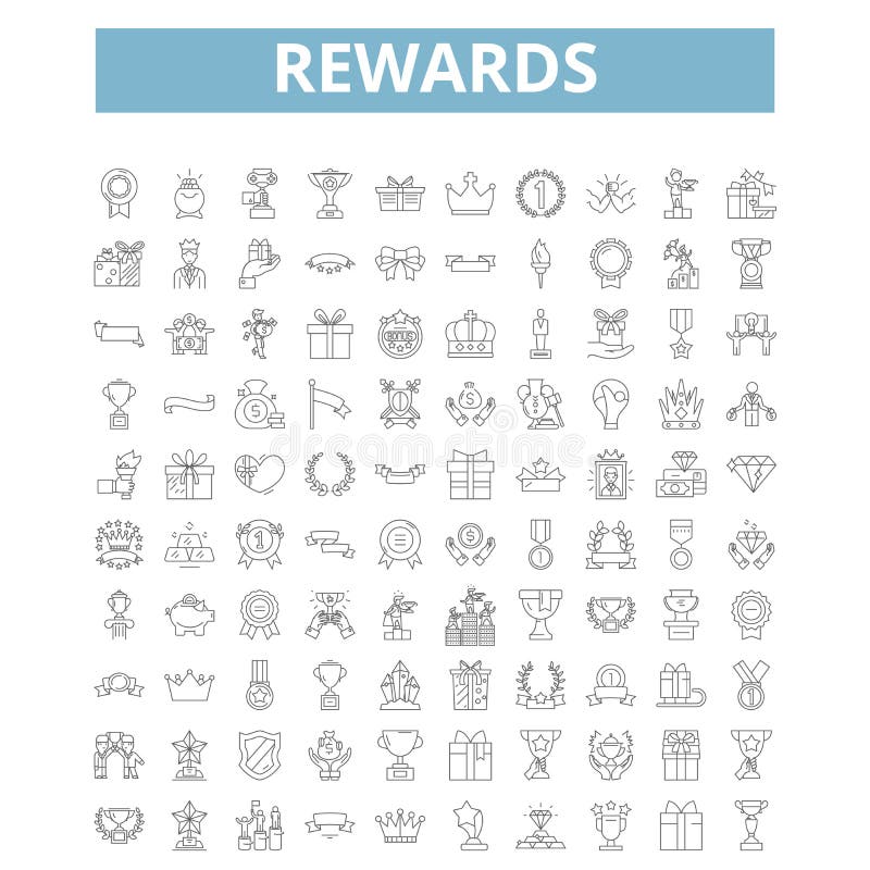 Rewards Icons, Line Symbols, Web Signs, Vector Set, Isolated ... Rewards Icons, Line Symbols, Web Signs, Vector Set, Isolated ...