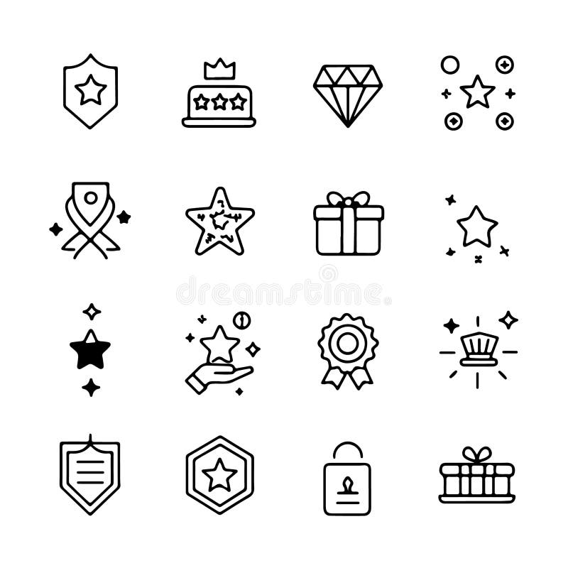 Rewards and Recognition Icon Set Stock Illustration - Illustration of ...